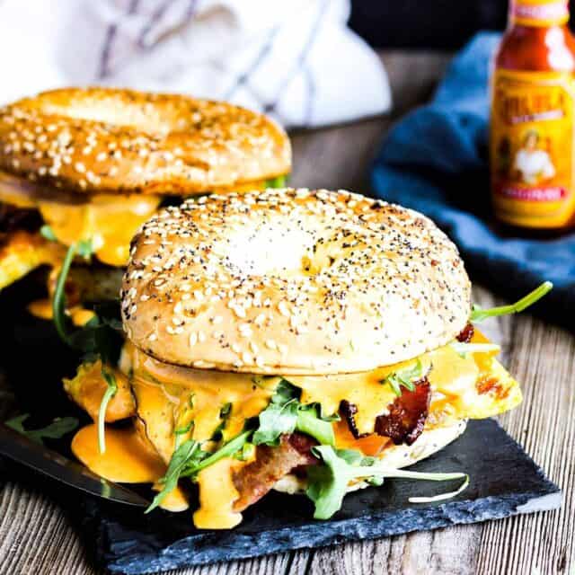 Bacon, Egg, and Cheese Bagel w/ Cholula Hollandaise - Tao of Spice