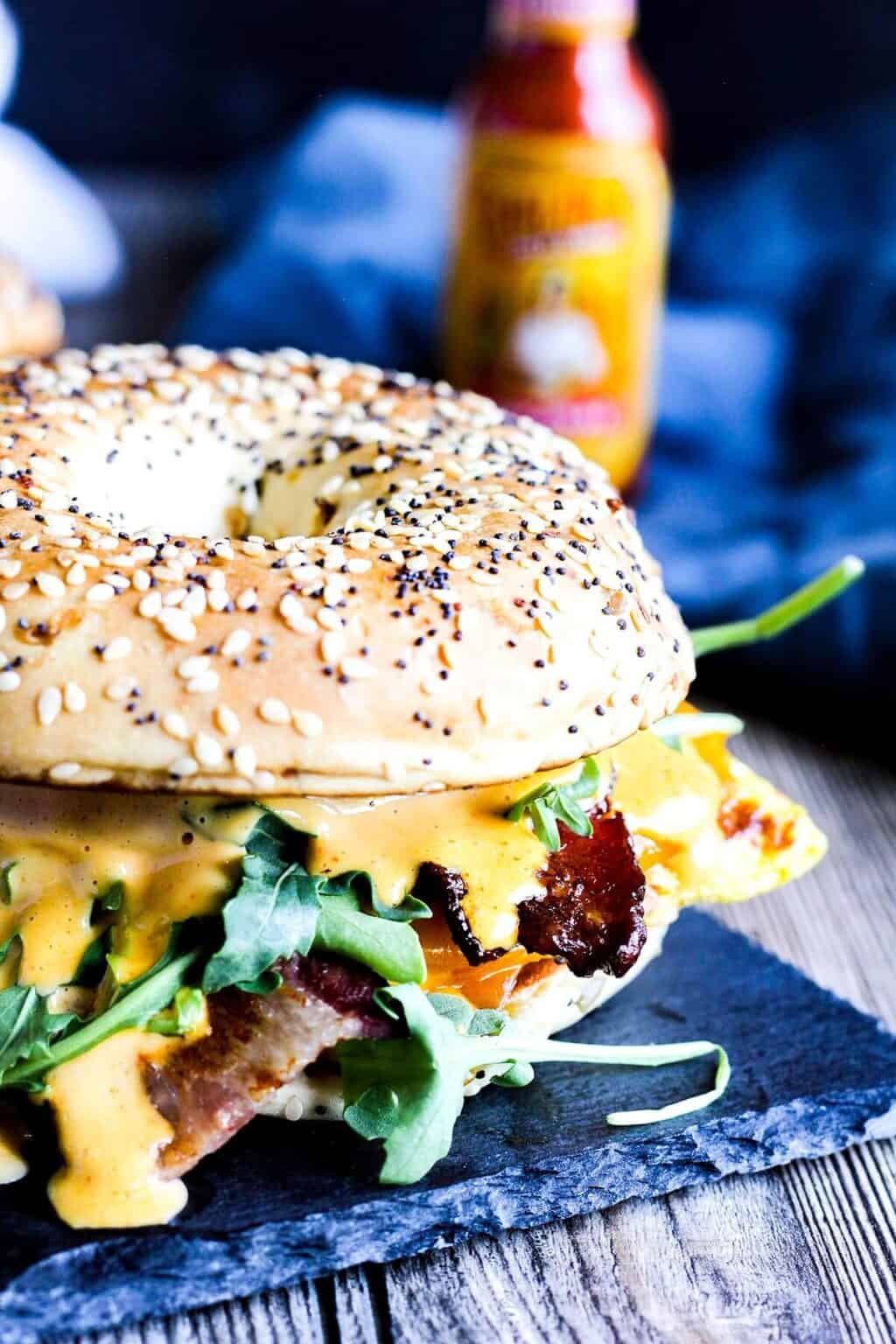 Bacon, Egg, and Cheese Bagel w/ Cholula Hollandaise - Tao of Spice